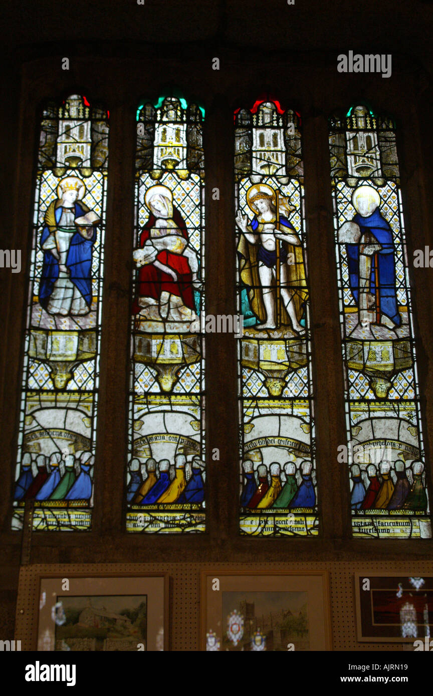 Medieval stained glass St Neot s parish church Cornwall England Stock ...