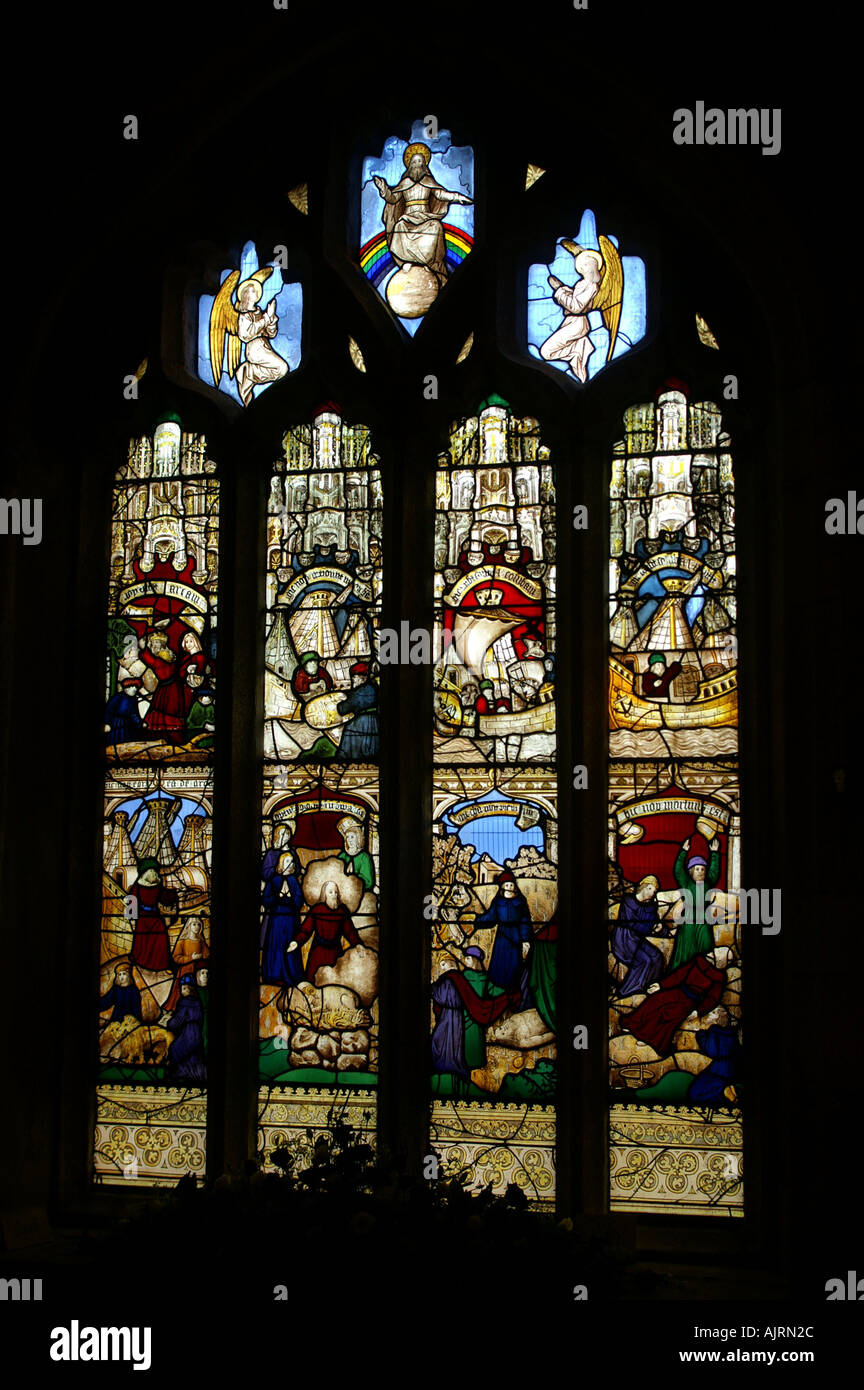 Medieval stained glass St Neot s parish church Cornwall England Stock ...
