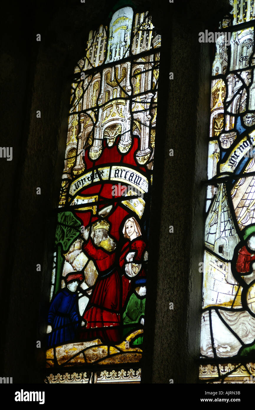 Medieval stained glass St Neot s parish church Cornwall England Stock ...