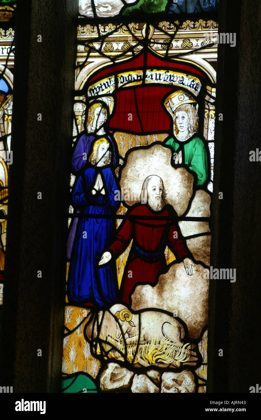 Medieval stained glass St Neot s parish church Cornwall England Stock ...