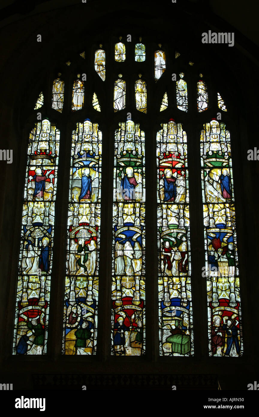 Medieval stained glass St Neot s parish church Cornwall England Stock ...
