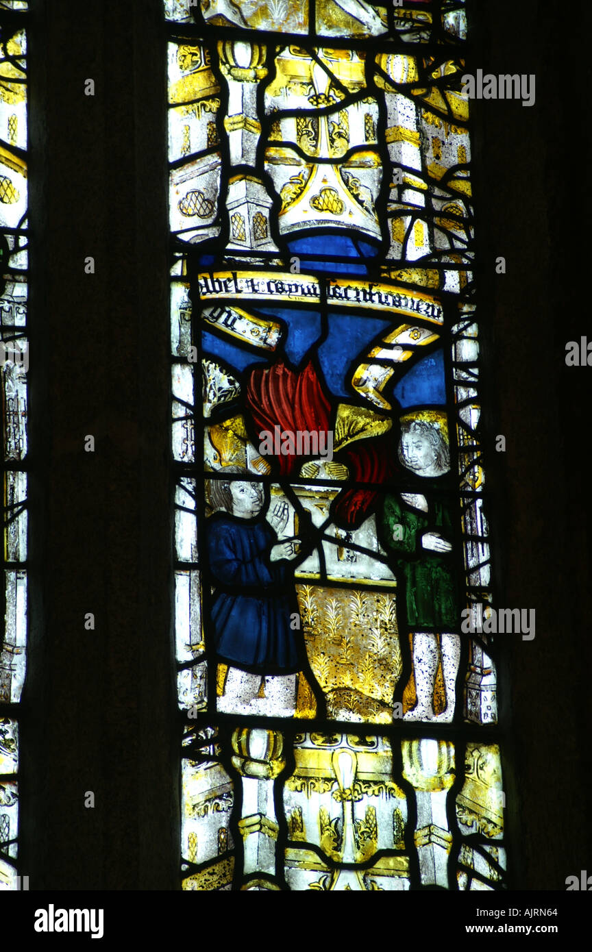 Medieval stained glass St Neot s parish church Cornwall England Stock ...