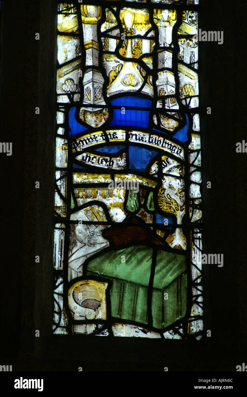 Medieval stained glass St Neot s parish church Cornwall England Stock ...