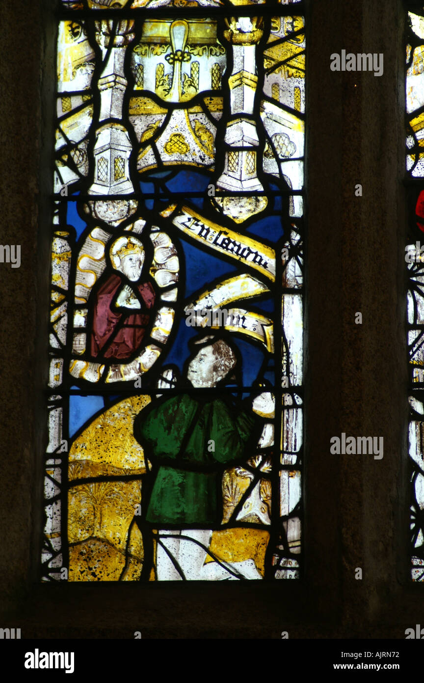 Medieval stained glass St Neot s parish church Cornwall England Stock ...