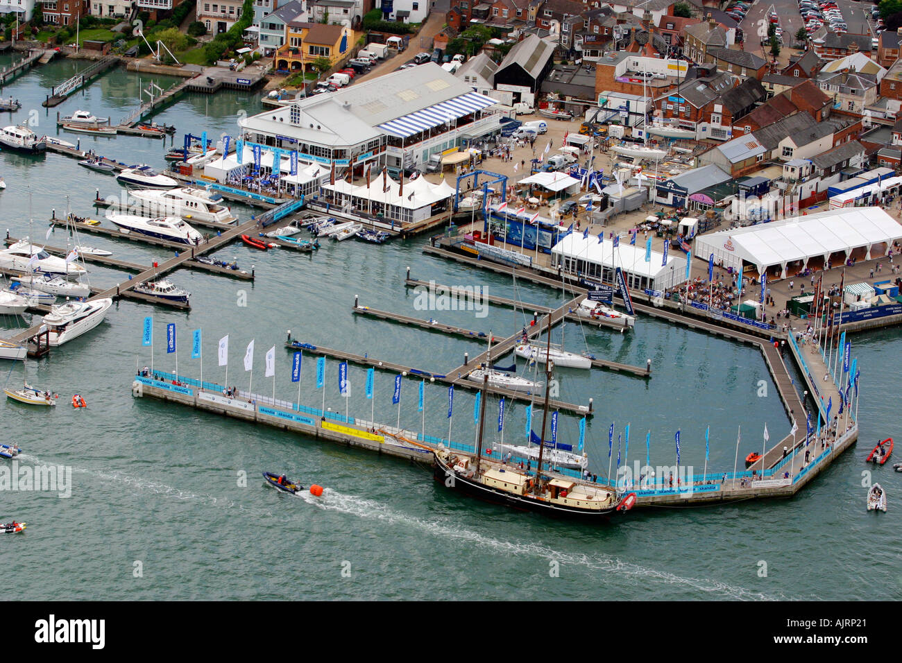 Yacht Haven Aerial Cowes Week Isle of Wight England Stock Photo - Alamy