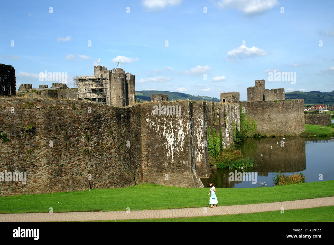 View of Caerphilly castle Wales United Kingdom Great Britain Stock ...