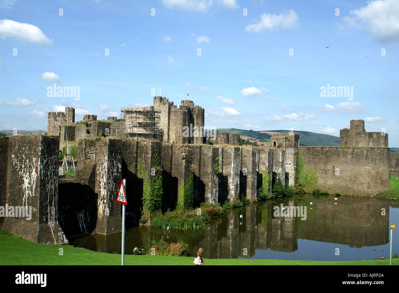 View of Caerphilly castle Wales United Kingdom Great Britain Stock ...