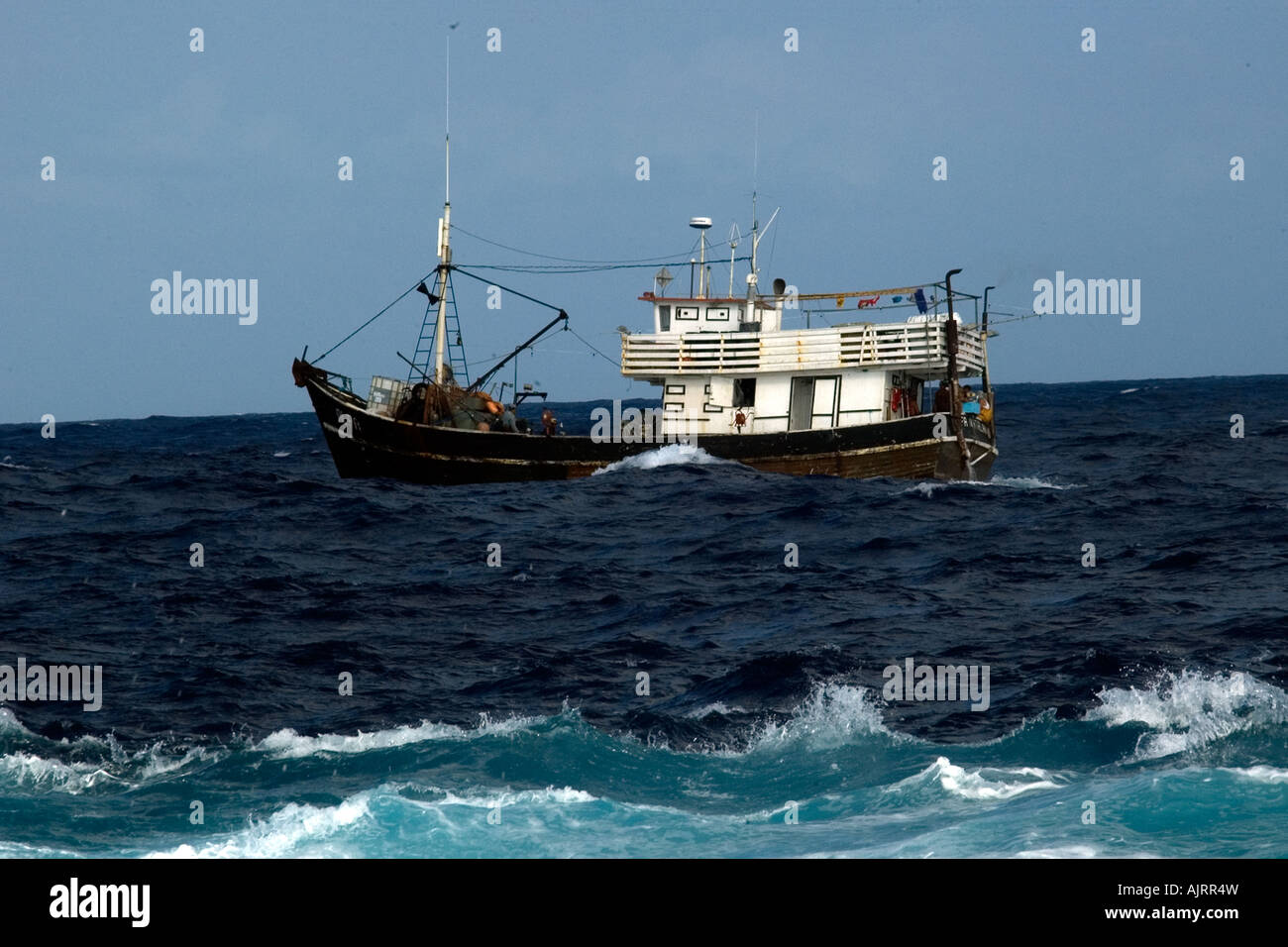 Commercial fishing vessel St Peter and St Paul s rocks Brazil Atlantic ...