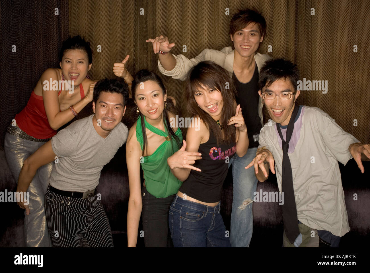 Portrait of a group of people dancing Stock Photo - Alamy