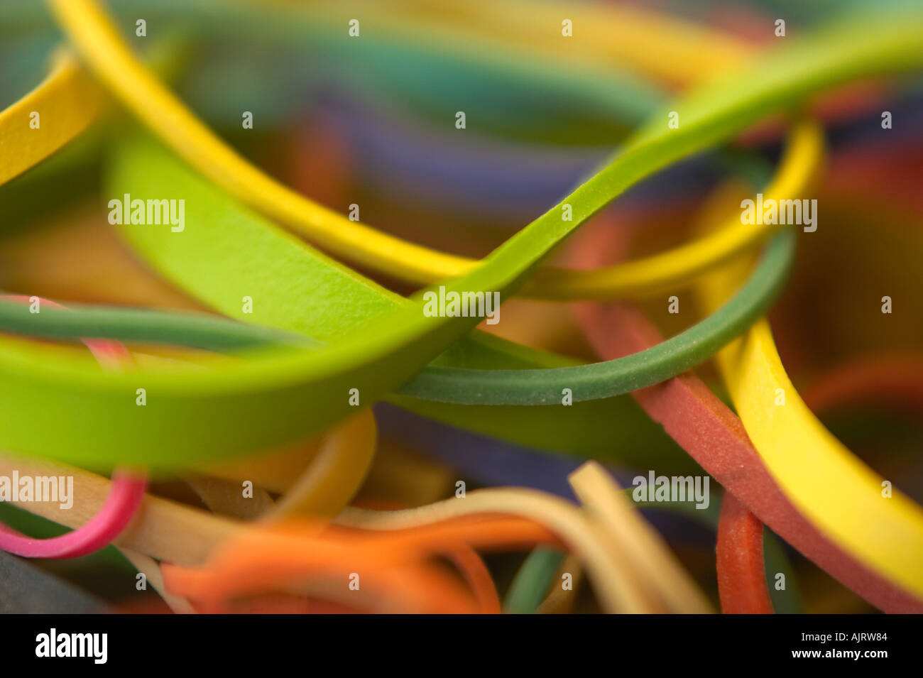 A group pile of multi colored rubber bands Stock Photo - Alamy