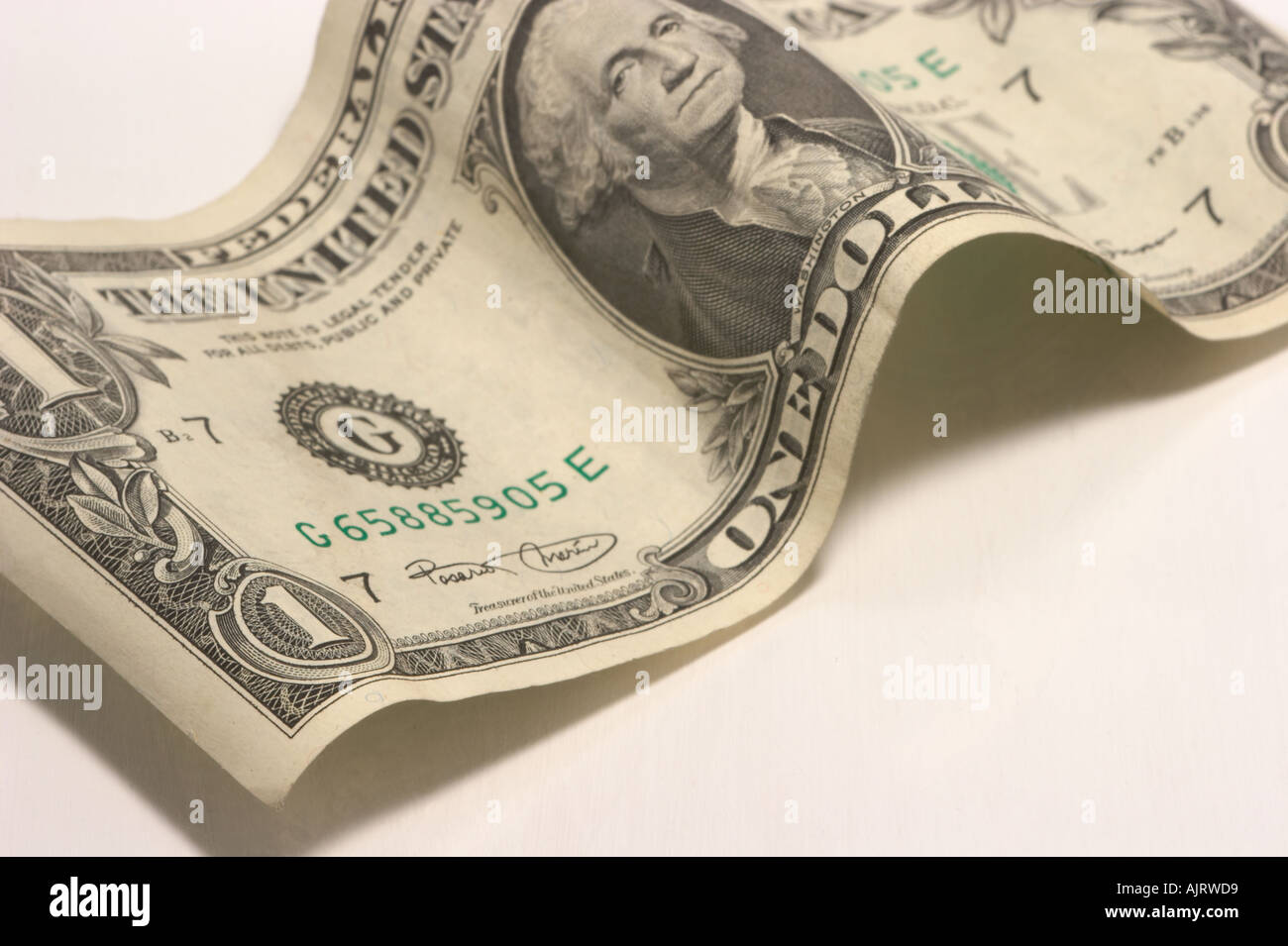 A wavy United States one dollar bill Stock Photo - Alamy