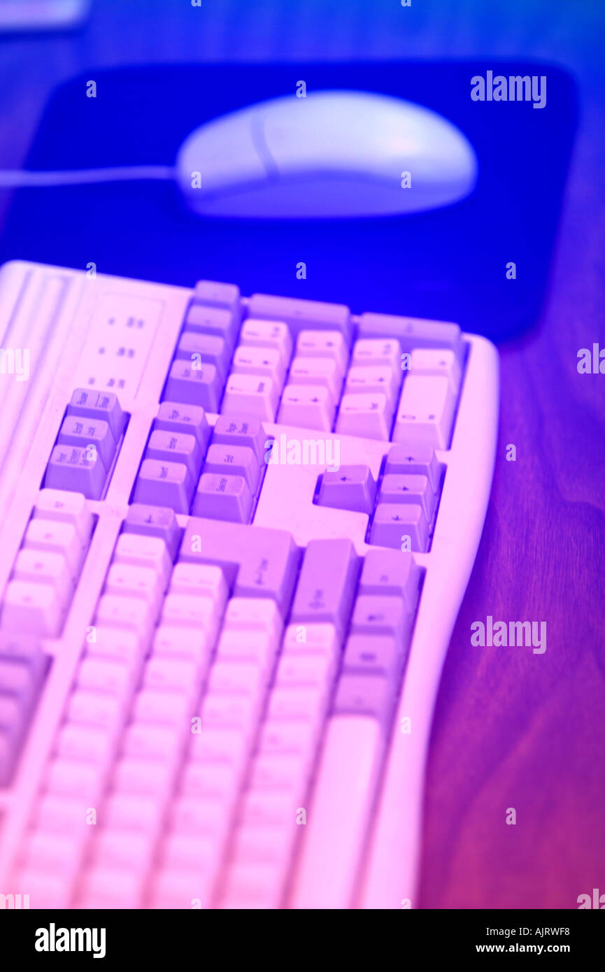 A close up of a computer keyboard and mouse with altered color Stock ...