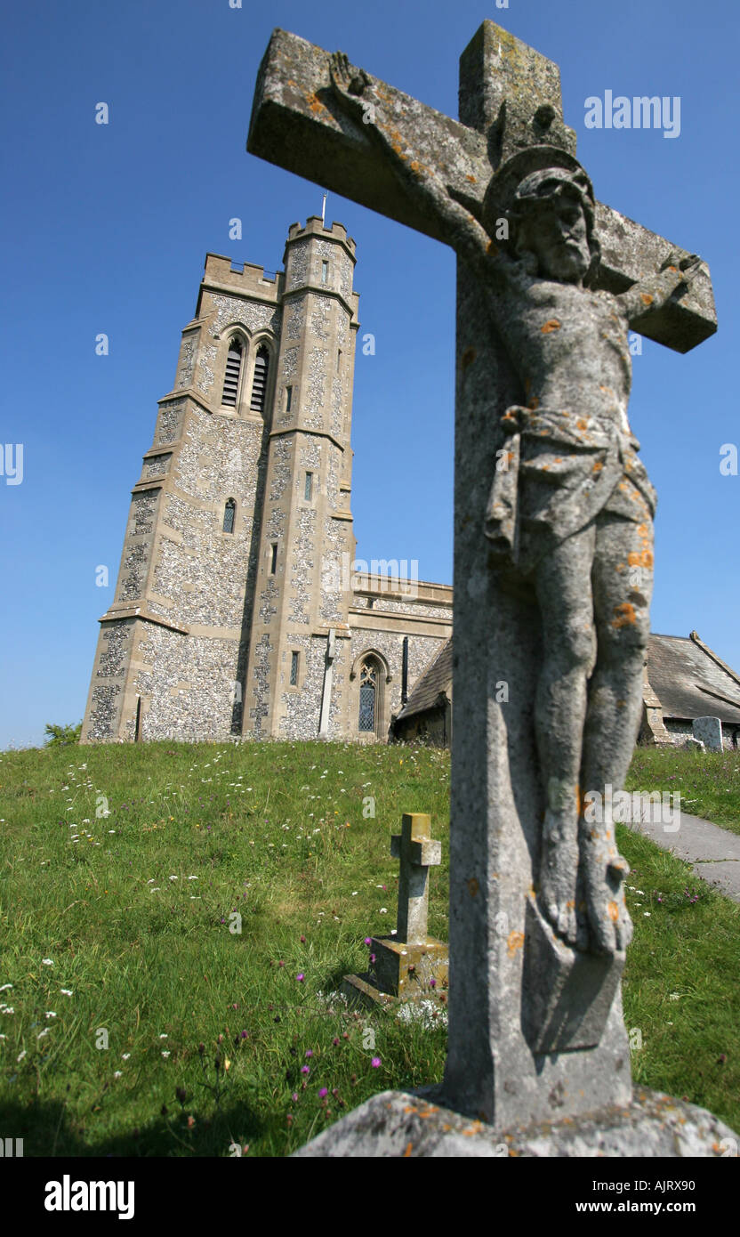Church and crucifix at Ellingborough Chiltern Hills Stock Photo - Alamy