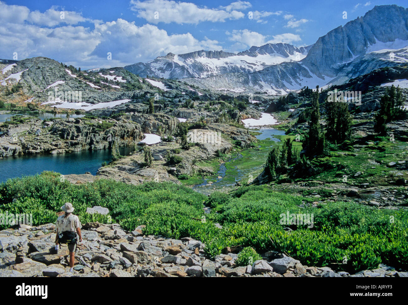 Hiker in 20 Lakes Basin Sierra Nevada California Stock Photo - Alamy