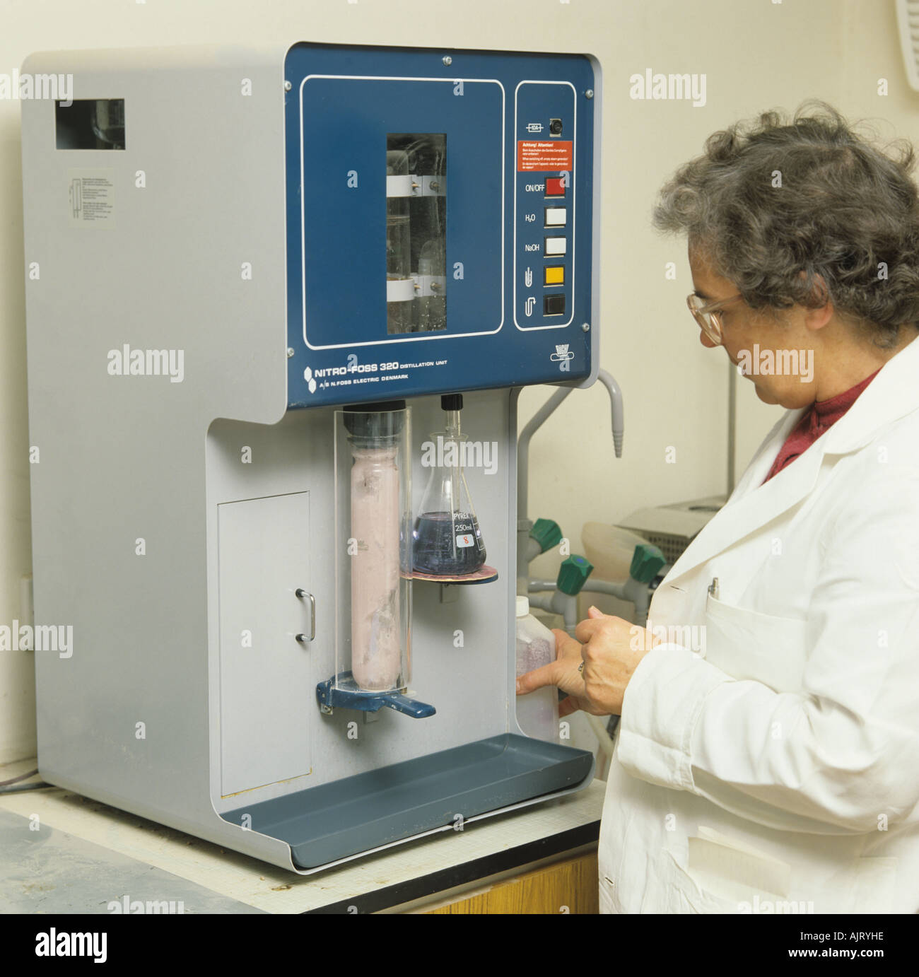 Nitro Foss distillation apparatus for measuring protein in cereal grain ...