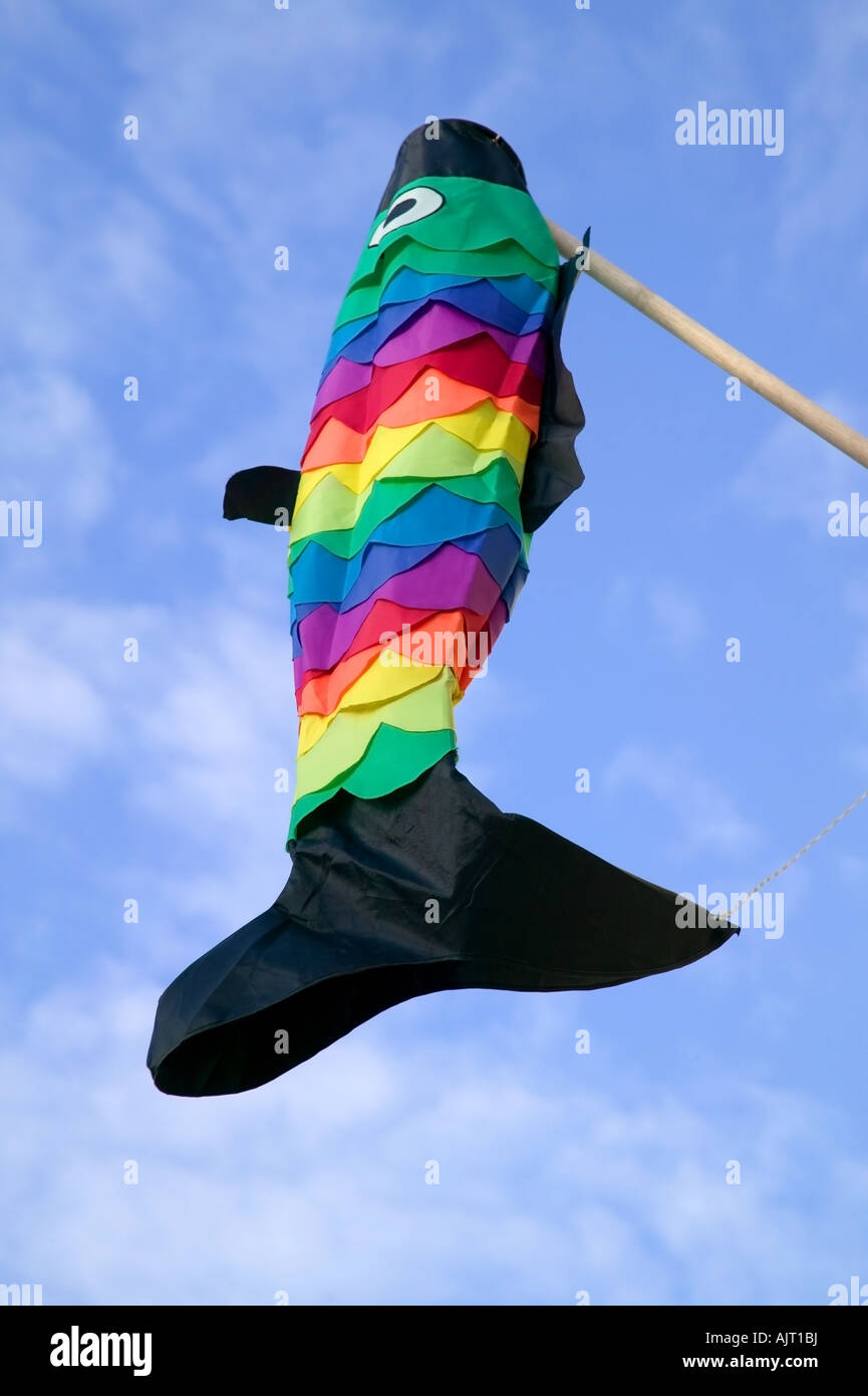 Colourful fish windsock against a blue sky Stock Photo - Alamy