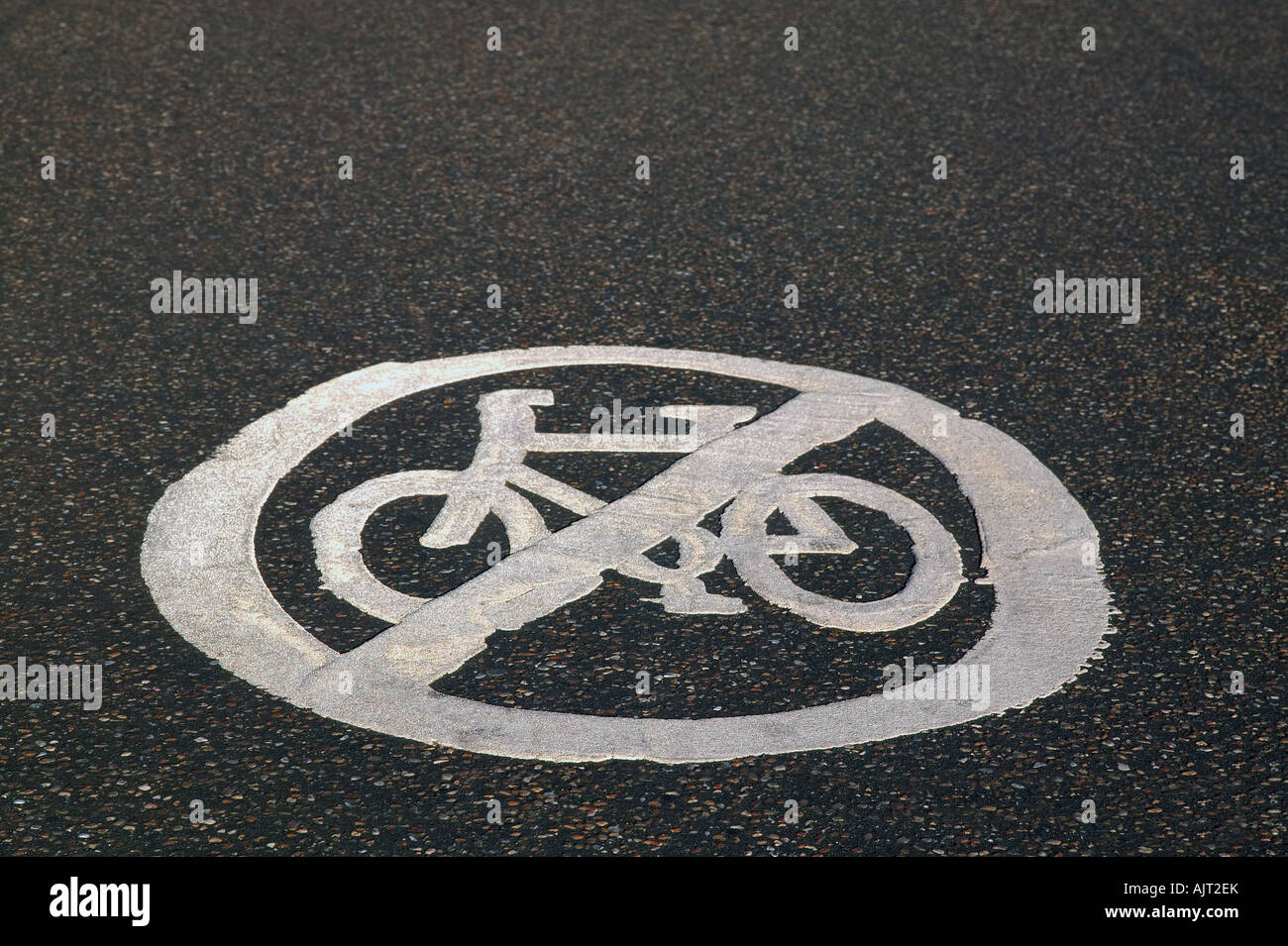 No Cycling sign painted in reflective road paint Stock Photo - Alamy