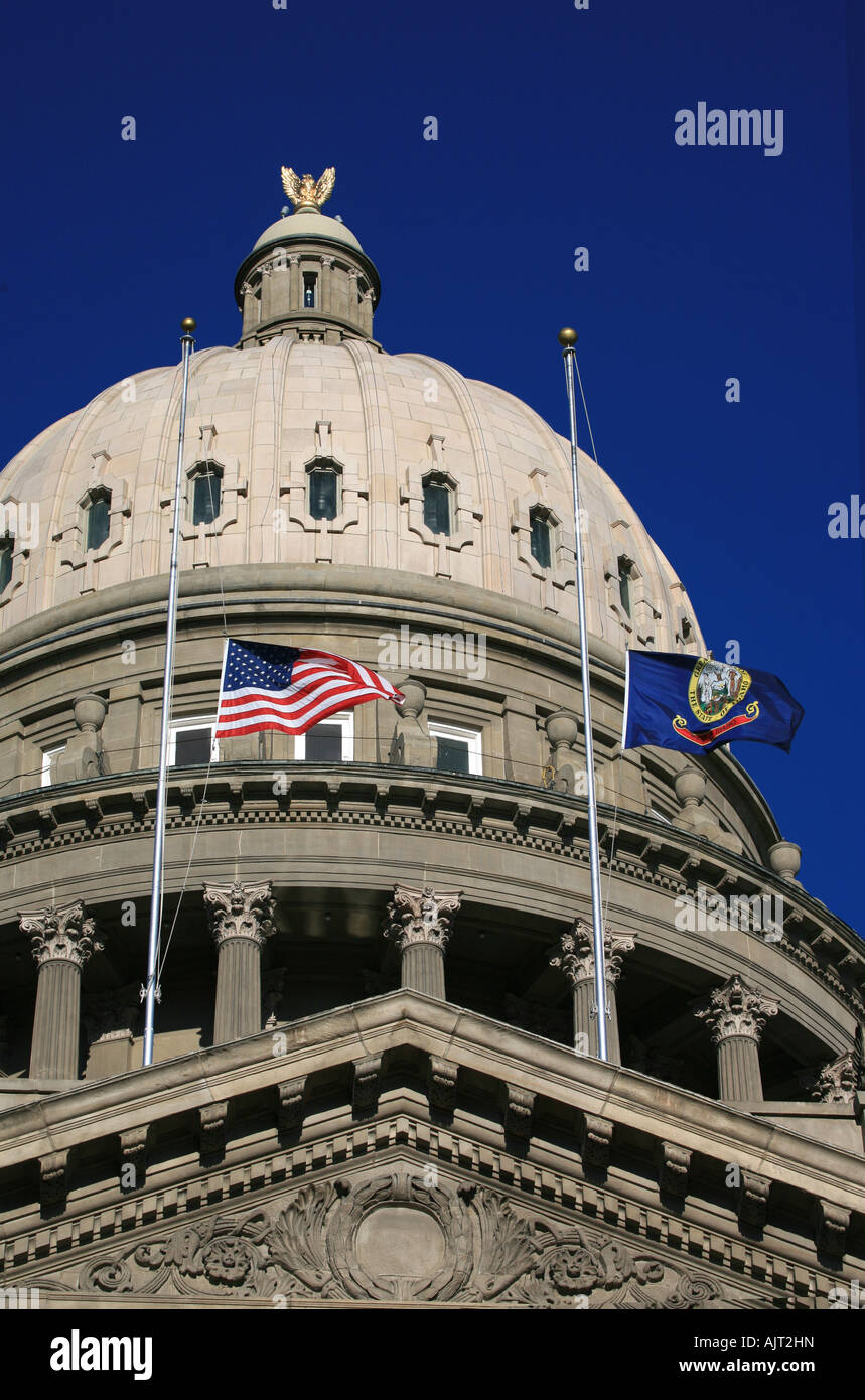 Flags flying over the Boise Idaho capitol building Stock Photo - Alamy