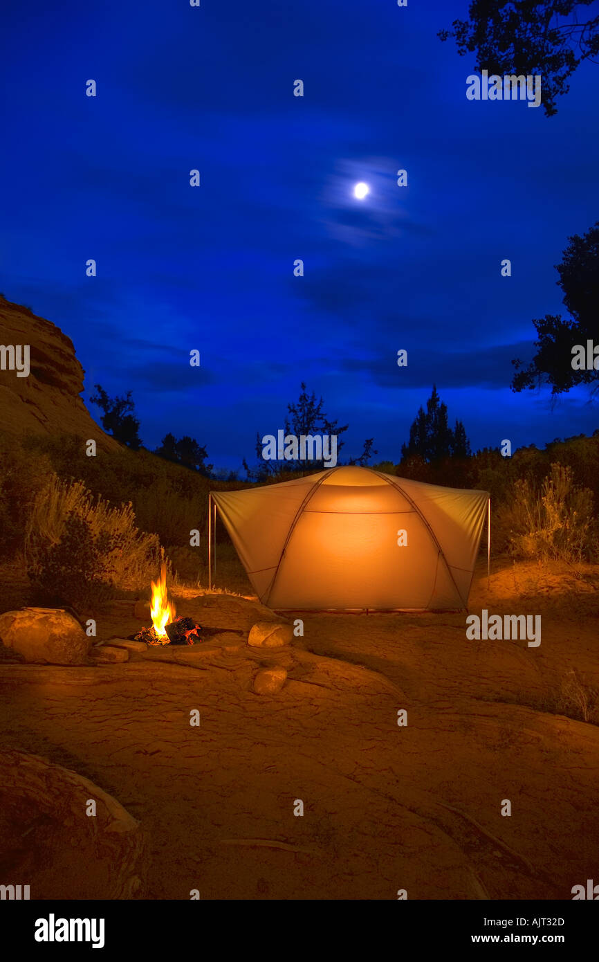 Camp site at night, Utah, USA Stock Photo - Alamy