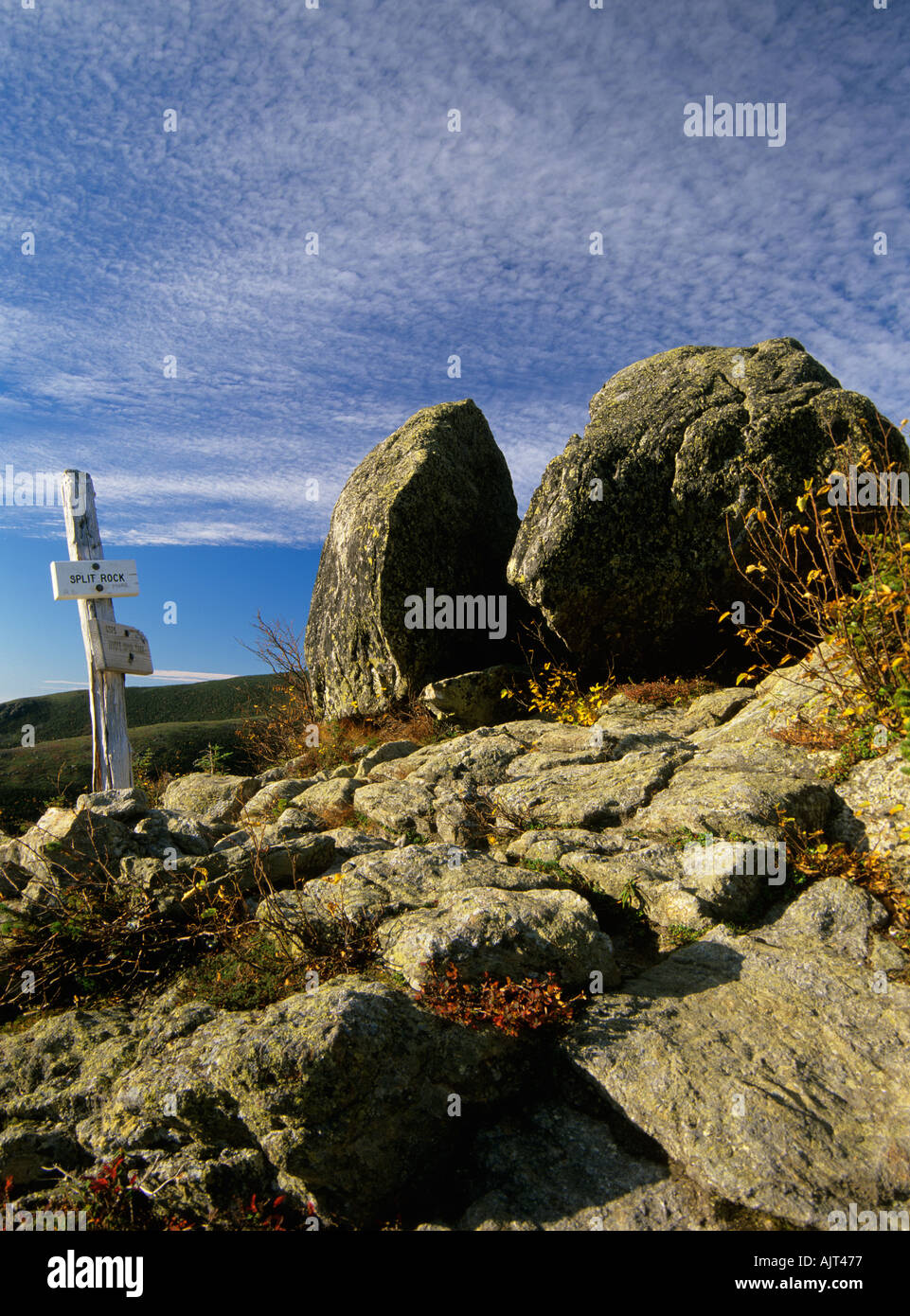 Split Rock located in the New Hampshire White Mountains USA backcountry ...