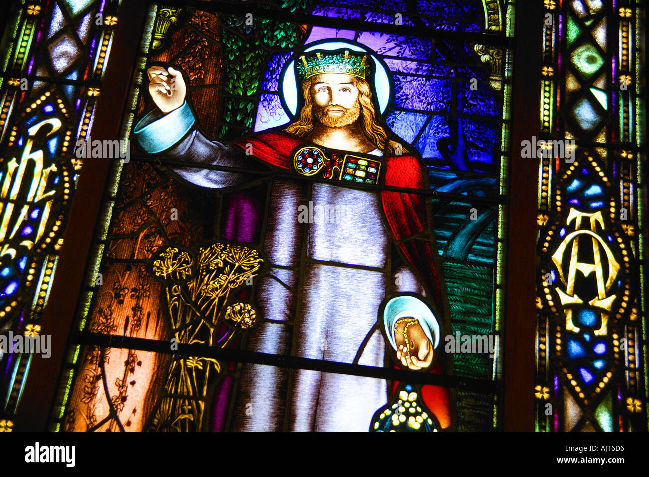 Stained glass window of Christ Stock Photo - Alamy