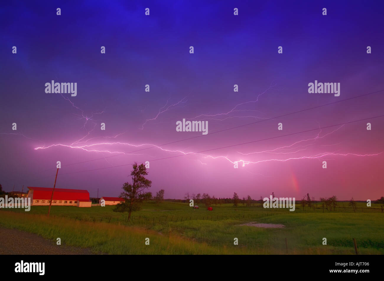 Thunderstorm lightning flashes in dark hi-res stock photography and ...