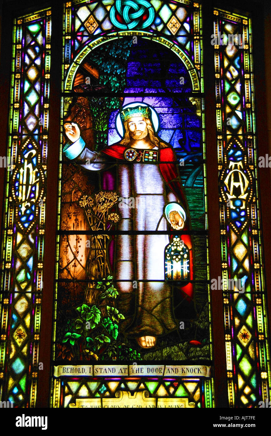 Stained glass window of Christ Stock Photo - Alamy