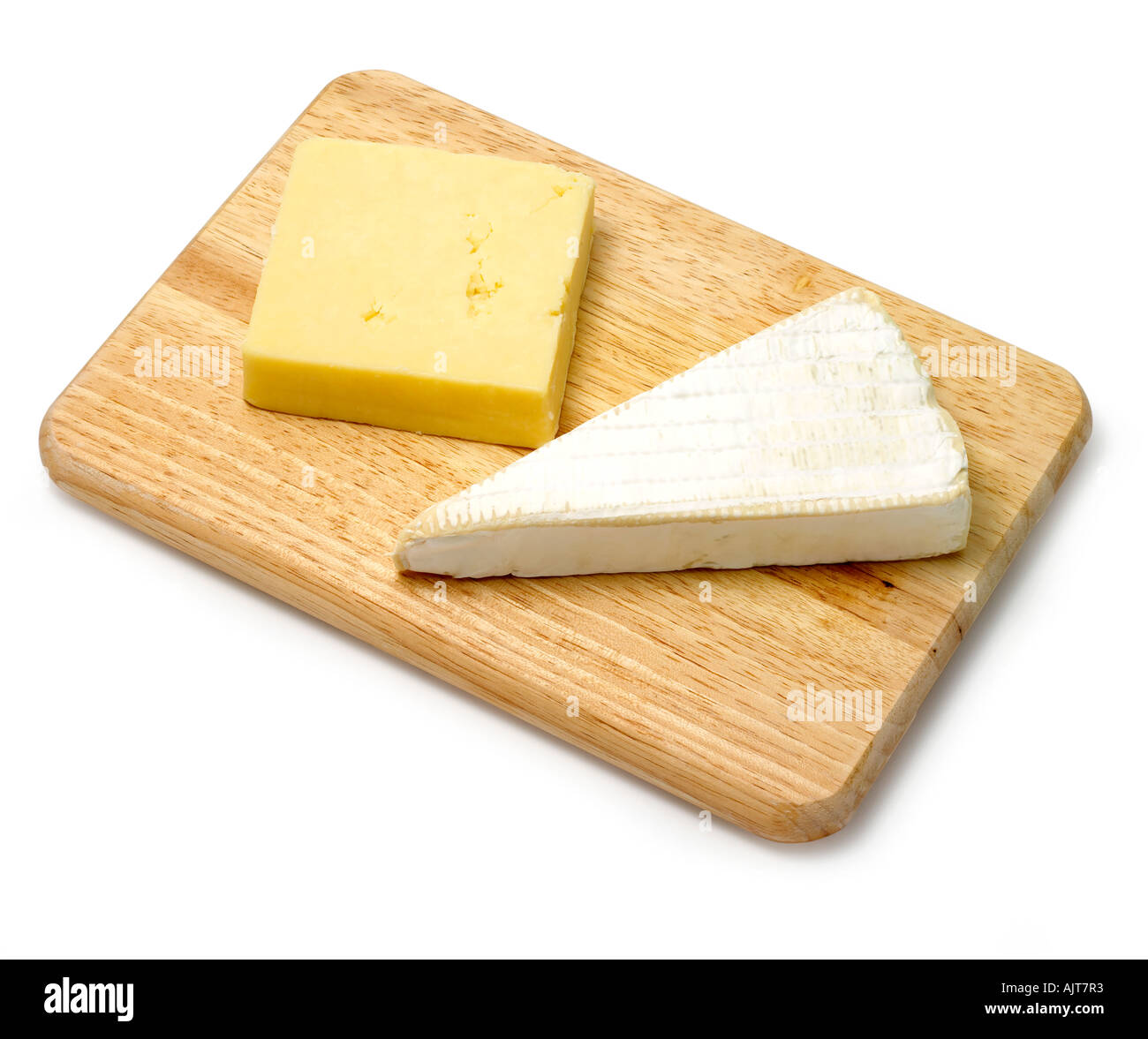 Cheese board cut out on a white background Stock Photo - Alamy