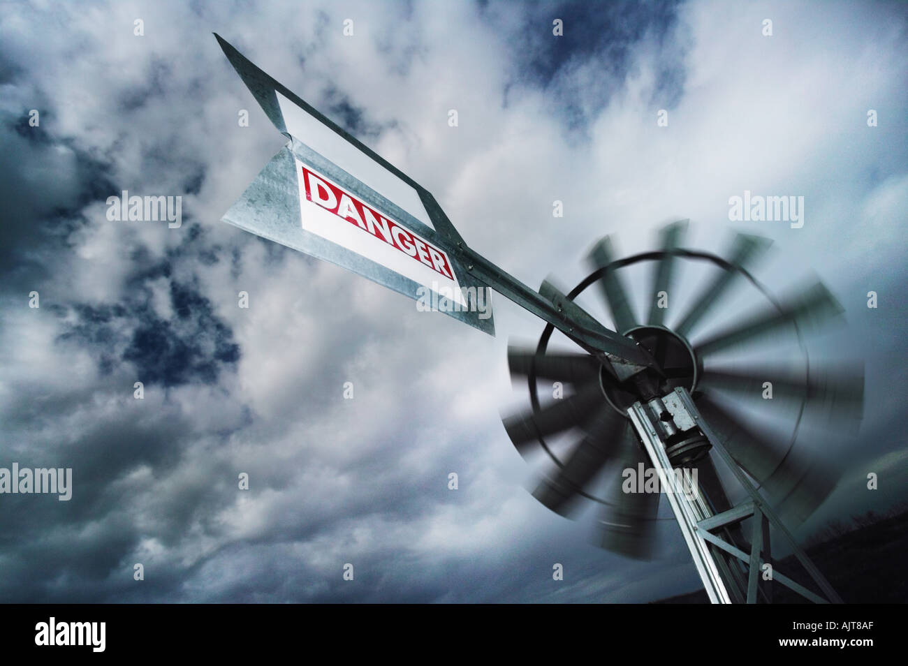 Windmill with warning sign hi-res stock photography and images - Alamy