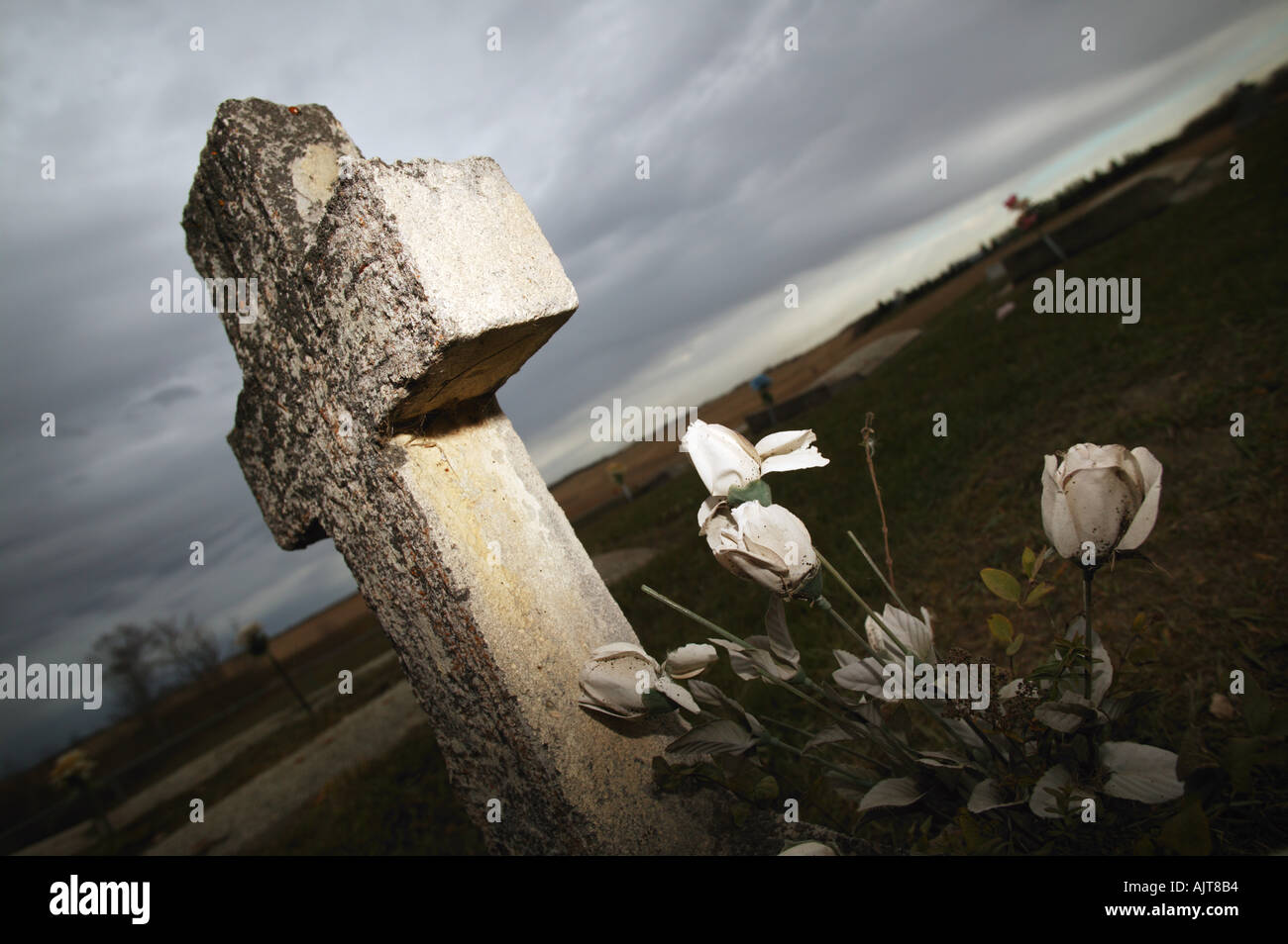 Cement cross tombstone hi-res stock photography and images - Alamy