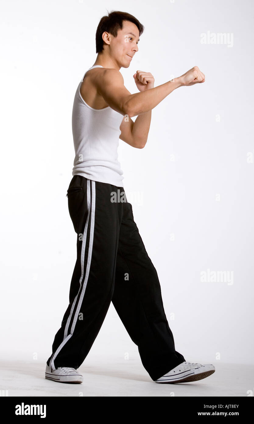 Side profile of a young man practicing boxing Stock Photo - Alamy
