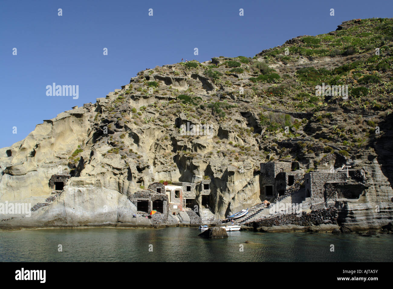 The rocky beach at Pollara on the island of Salina in the Aeolian ...