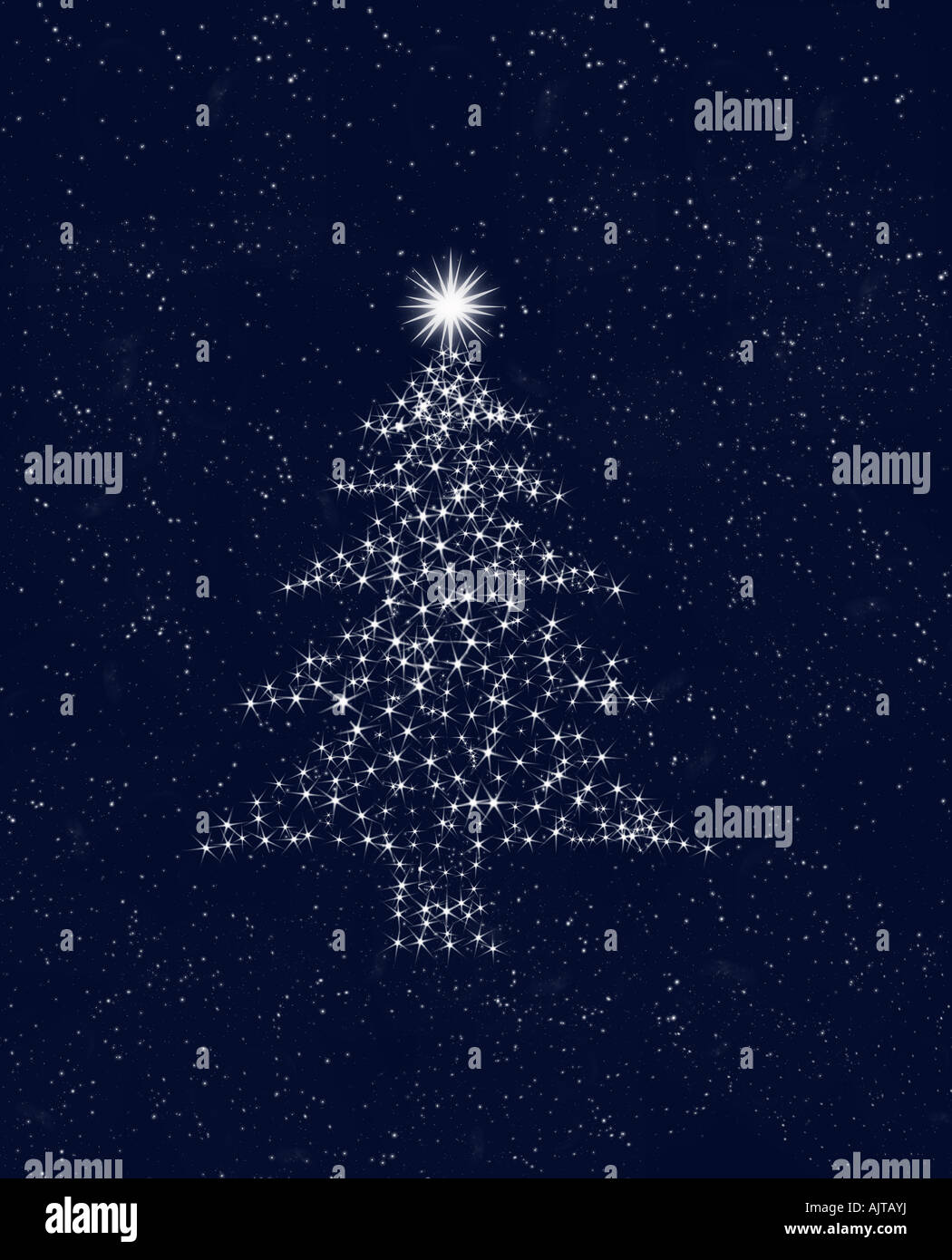 christmas tree made up of stars in the night sky Stock Photo - Alamy