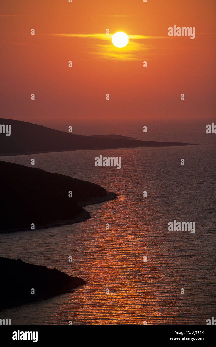 sunset on the coast of Vis Island Dalmatien Adriatic Sea Mediterranean ...