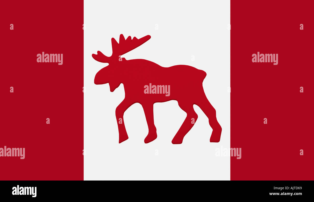 Moose emblem on Canadian flag Stock Photo - Alamy