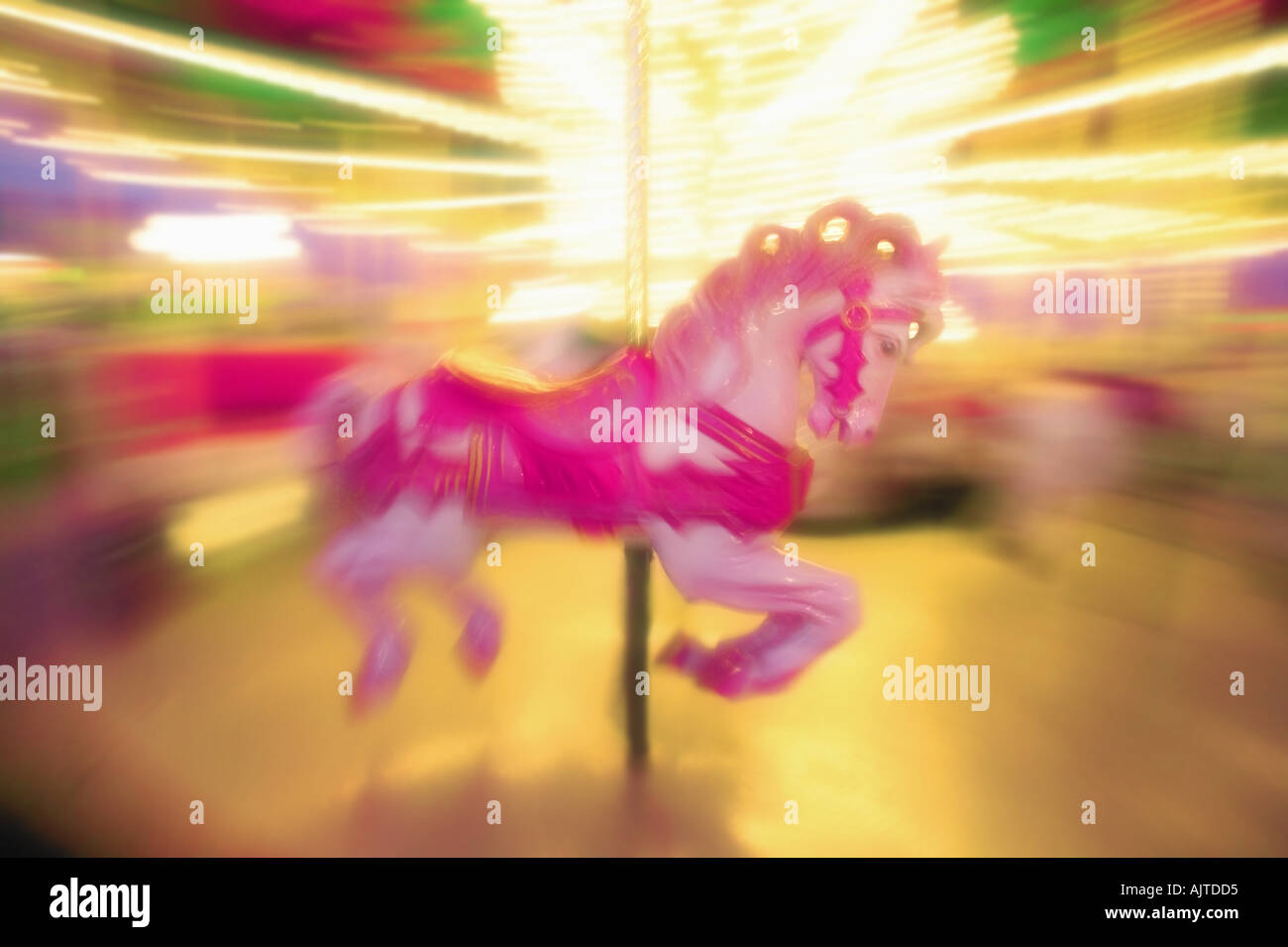 Pink carousel horse Stock Photo - Alamy