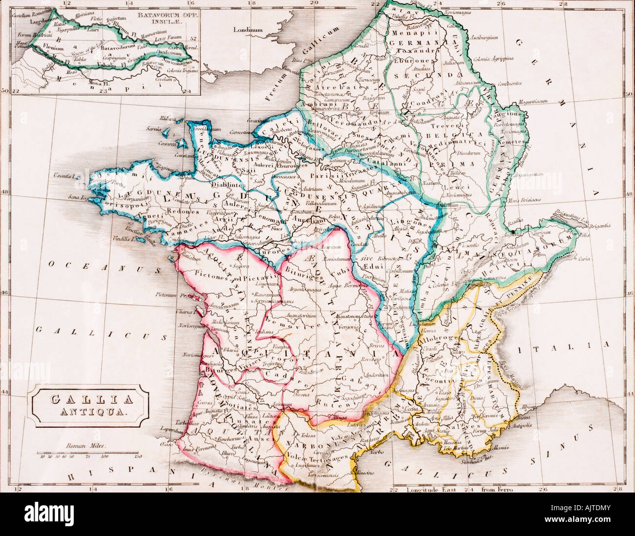 Map of France, Gallia Antiqua Stock Photo - Alamy