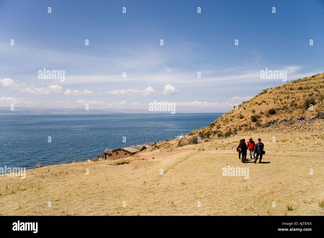 By the Inca remains called Inak Uyu, the court of Women on the Isla de ...