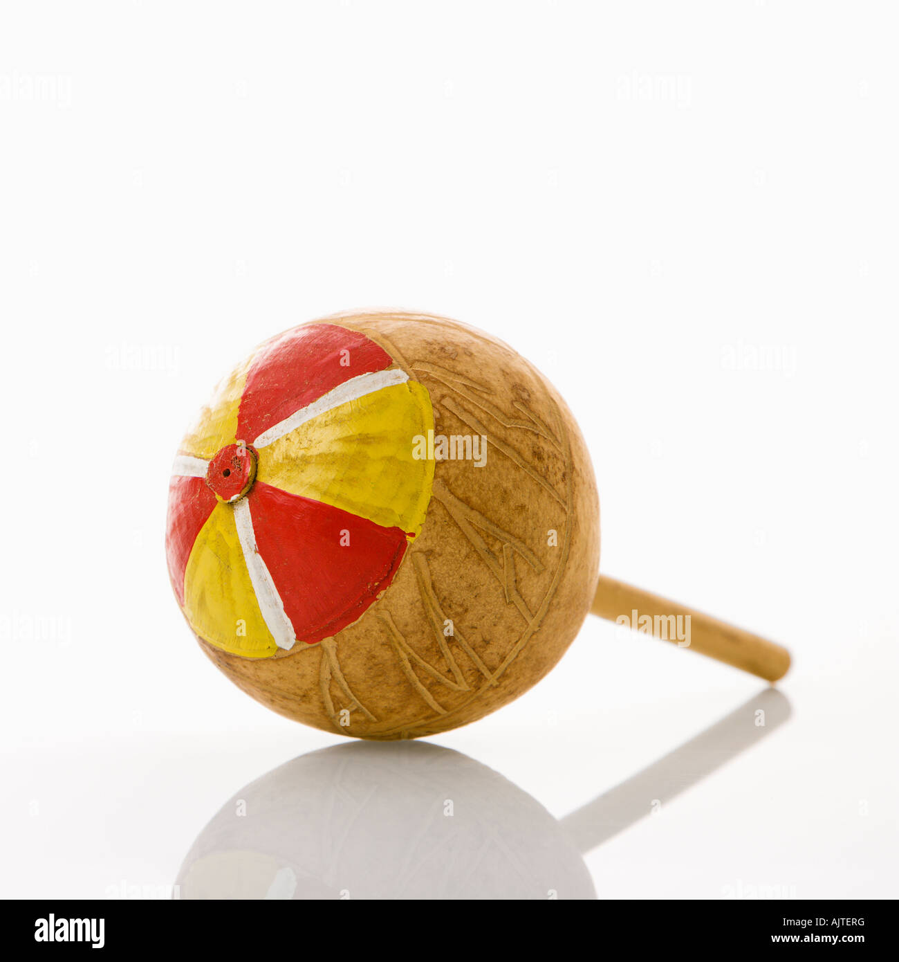 Handmade Mexican maraca percussion musical instrument against white ...