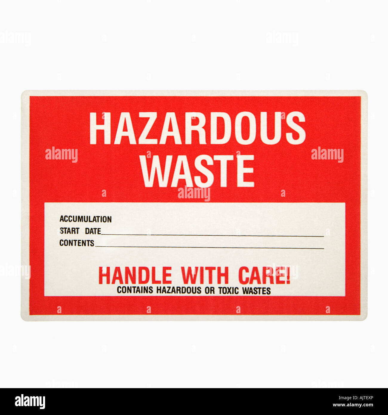 Hazardous waste sign against white background Stock Photo - Alamy