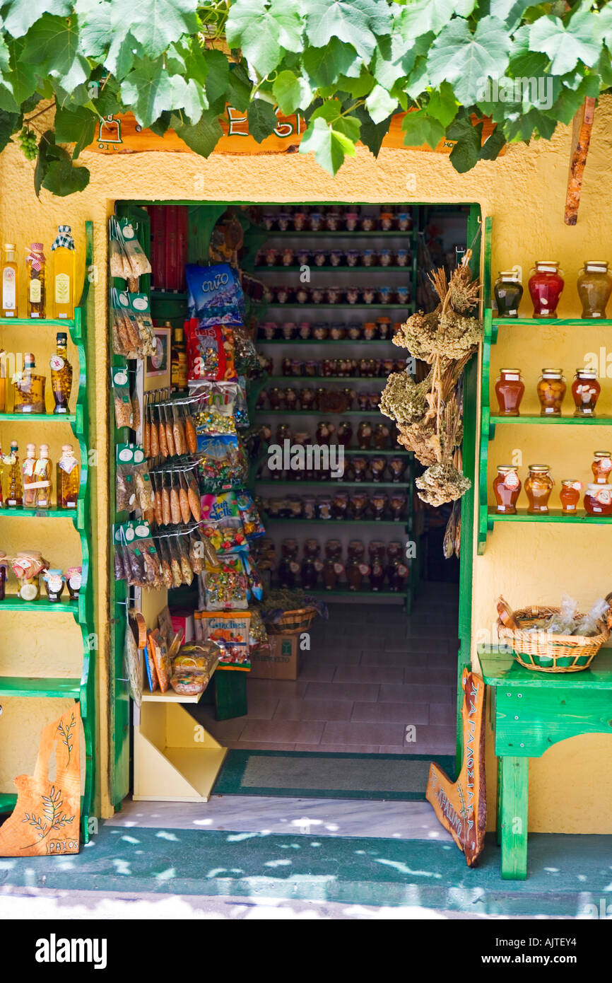 GREEK SHOP ON PAXOS ISLAND Stock Photo - Alamy
