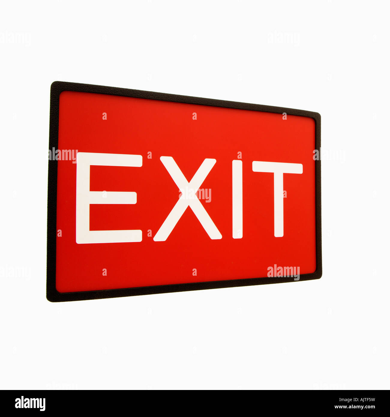 Red exit sign against white background Stock Photo - Alamy