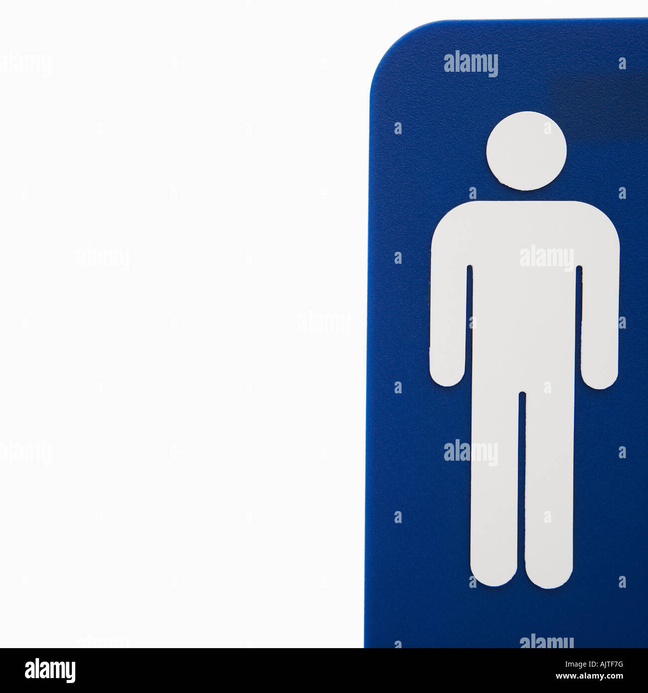 Men restroom sign logo on blue against white background Stock Photo - Alamy