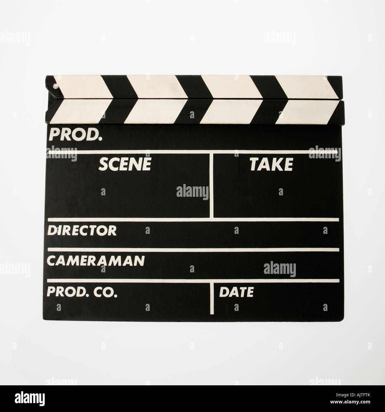Movie scene clapboard with blank copy space against white background ...