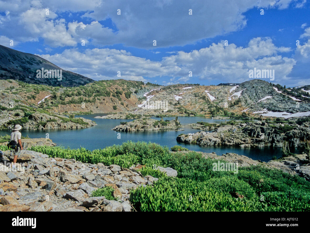 Hiker in 20 Lakes Basin Sierra Nevada California Stock Photo - Alamy