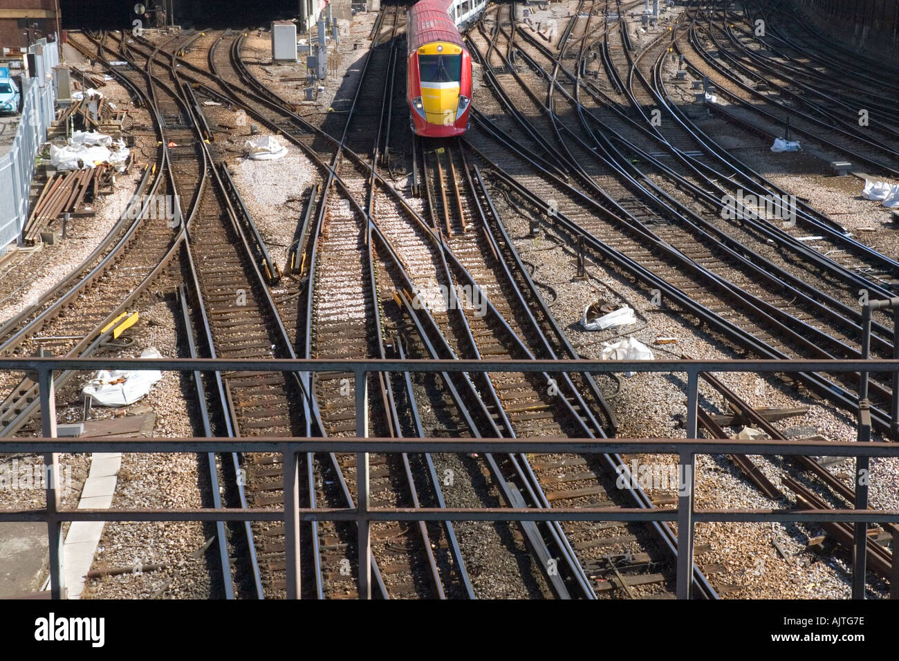 Red train departures from station hi-res stock photography and images ...