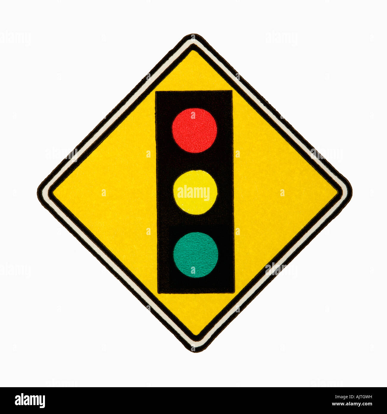 Stoplight ahead road sign against white background Stock Photo - Alamy