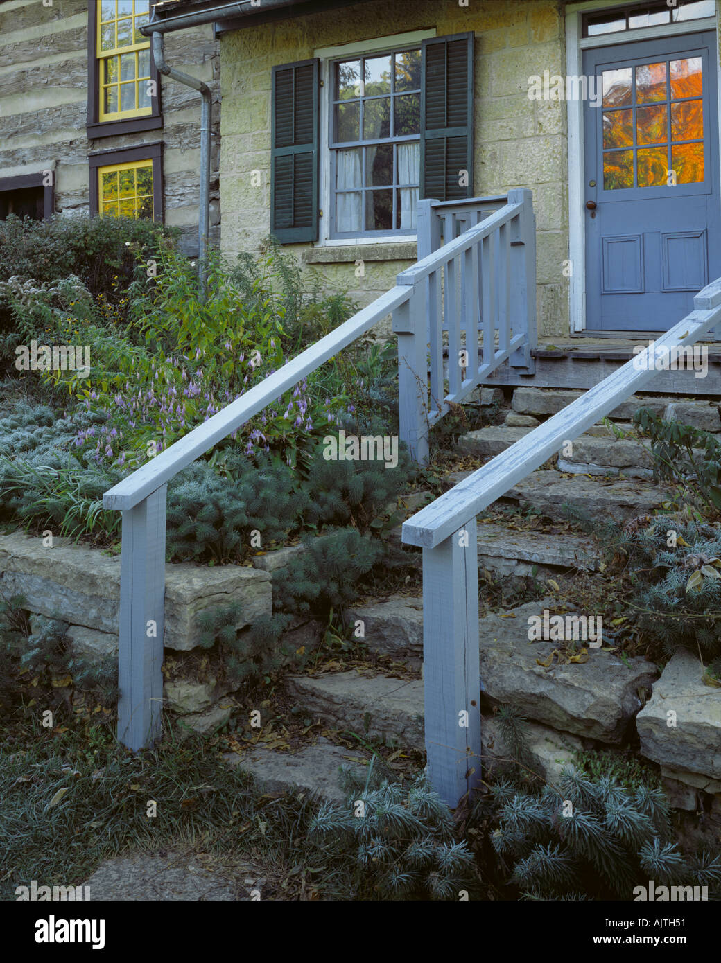 Pendarvis Historic Site Row House door reflecting fall colors at ...
