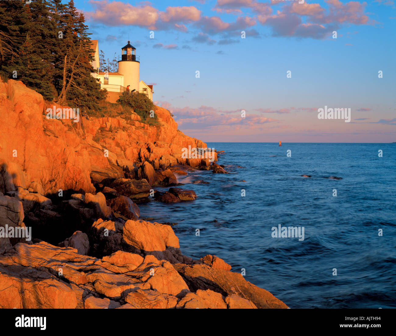 Acadia National Park Bass Harbor Head Lighthouse 1858 in late evening ...