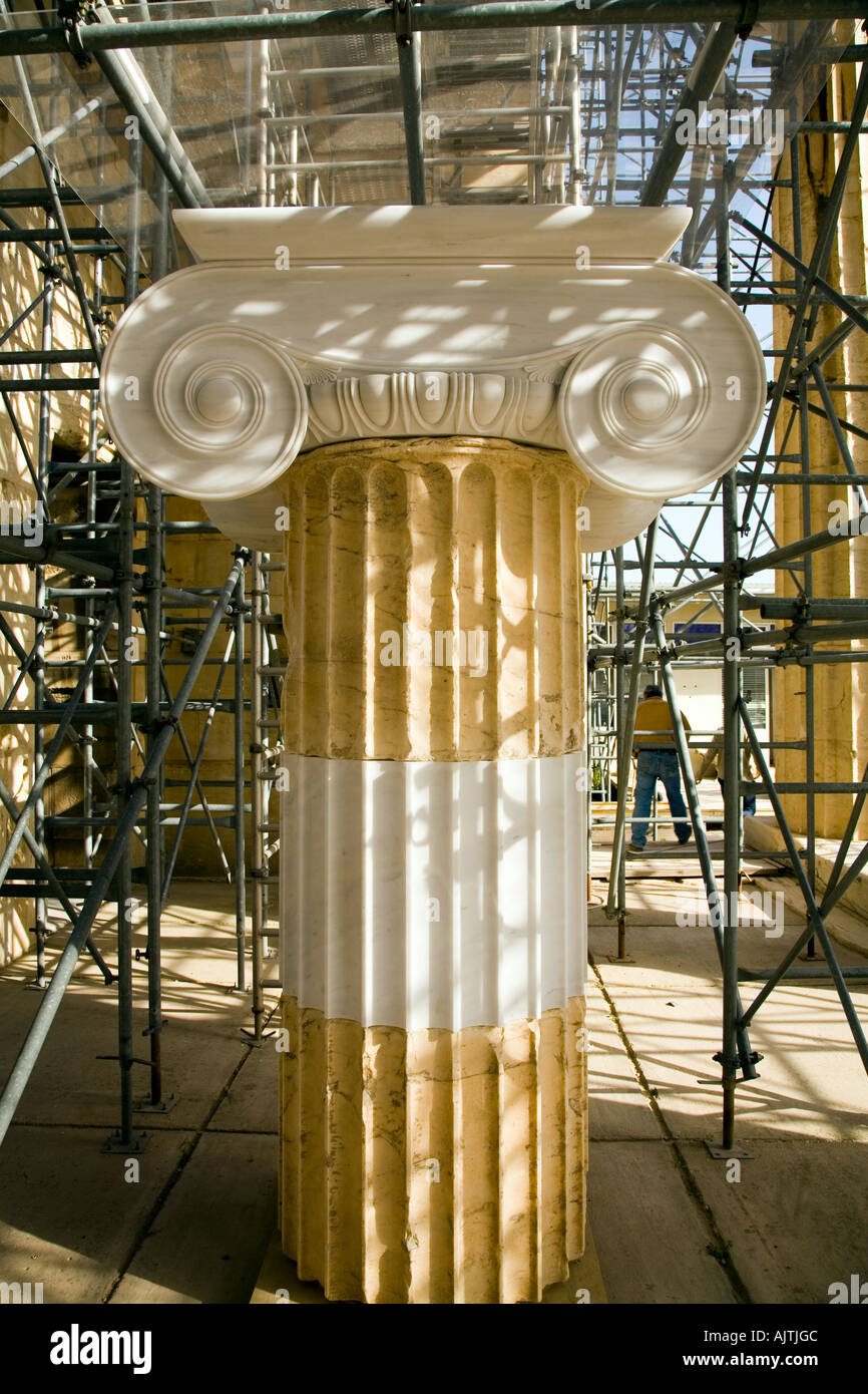 Detail of Ionic column capital under restoration. Architect: Mnesikles ...